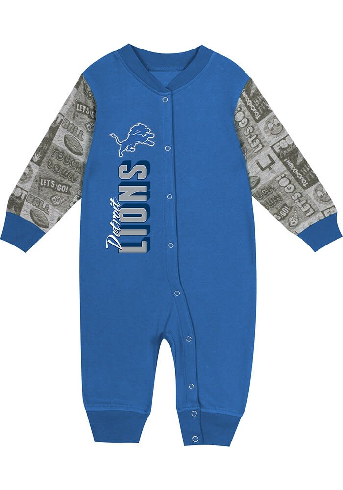 Detroit Lions Baby BLUE Playbook Long Sleeve Romper - 133430518