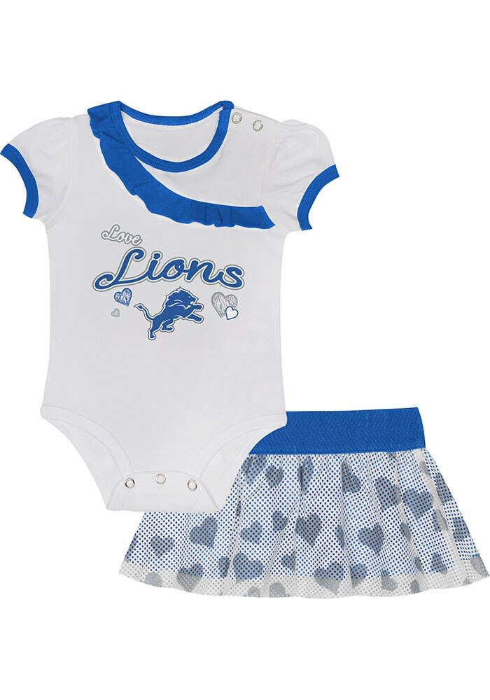 Detroit Lions Infant Girls White Love My Team Top and Bottom Set ...