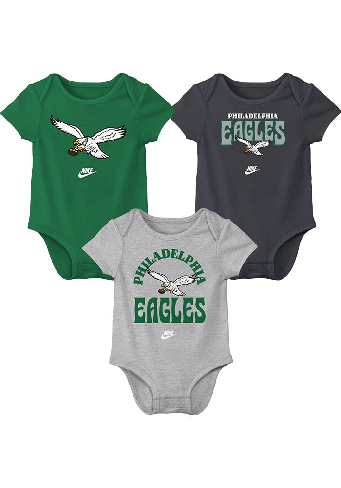 Philadelphia Eagles Nike Baby KELLYGREEN Nike Retro Logo Romper Set - 133433332