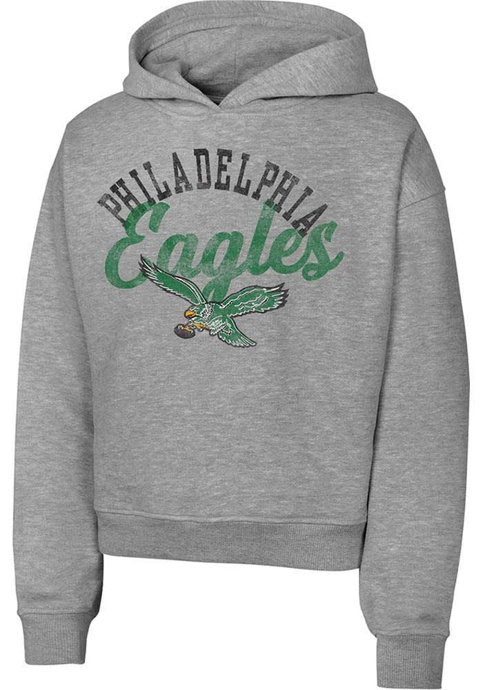 Philadelphia Eagles Girls Retro Huddle Up Hoodie - HEATHERGREY