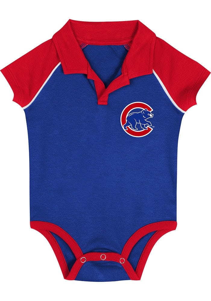 Chicago Cubs Chicago Cubs BLUE Baby Line Drive One Piece - 133438066