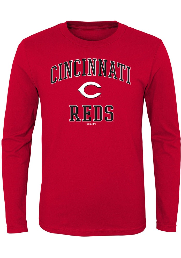 Cincinnati Reds Youth Red #1 Design Long Sleeve Tee - 13346972
