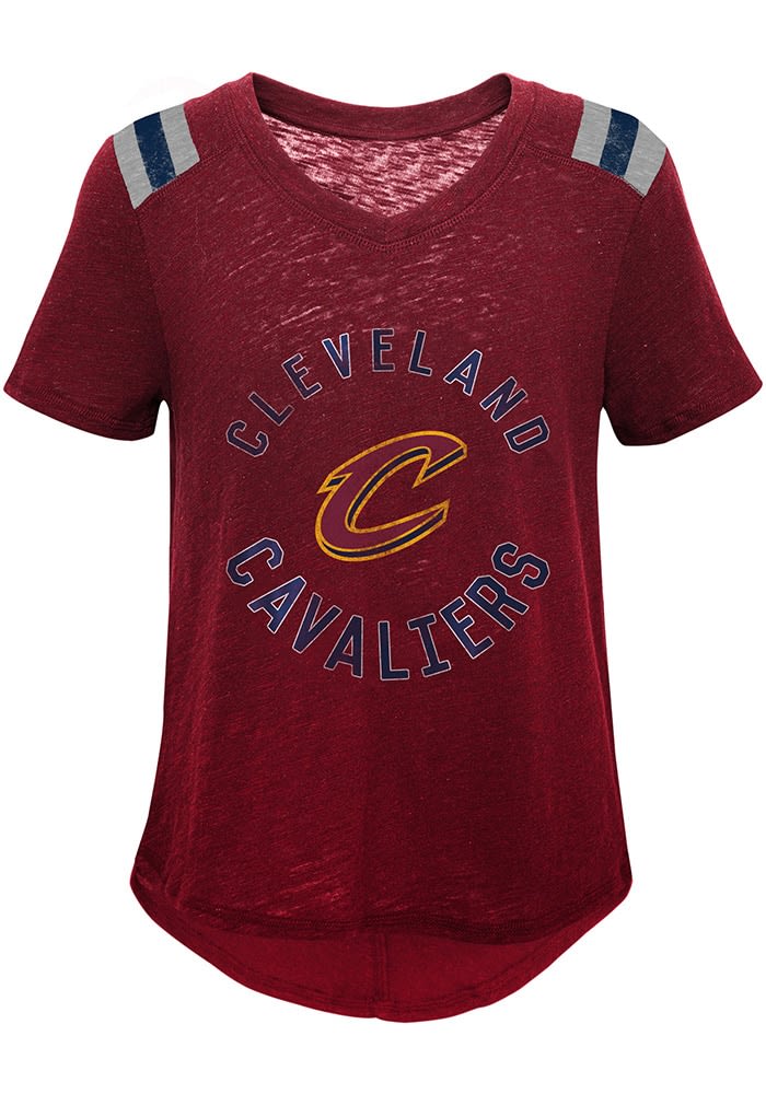 Cleveland Cavaliers Girls GARNET Retro Block Short Sleeve Fashion T ...