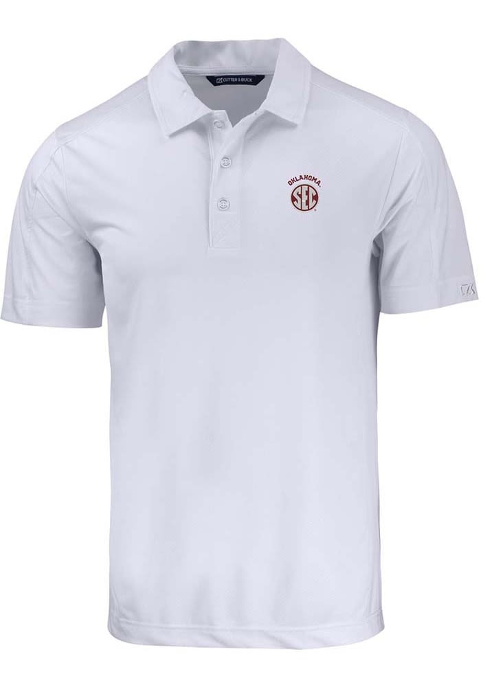 Cutter and Buck Oklahoma Sooners Mens SEC Prospect White Short Sleeve ...