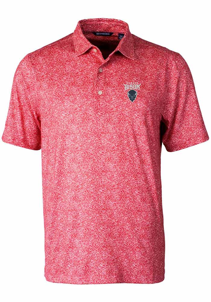 Cutter and Buck Howard Bison Mens Pike Constellation RED Short Sleeve Polo