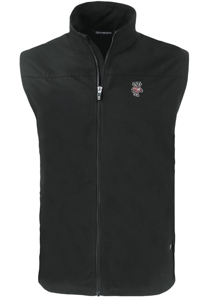 Cutter and Buck Wisconsin Badgers Mens BLACK Charter Vest - 134951926