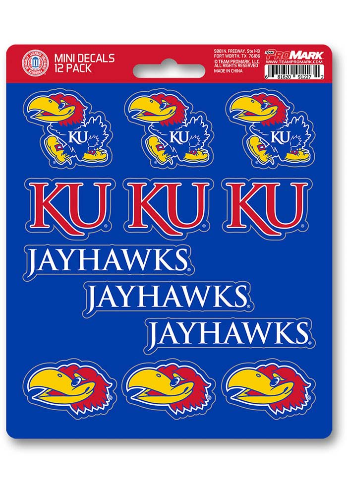 Kansas Jayhawks BLUE 12pk Mini Auto Decal - 13850292
