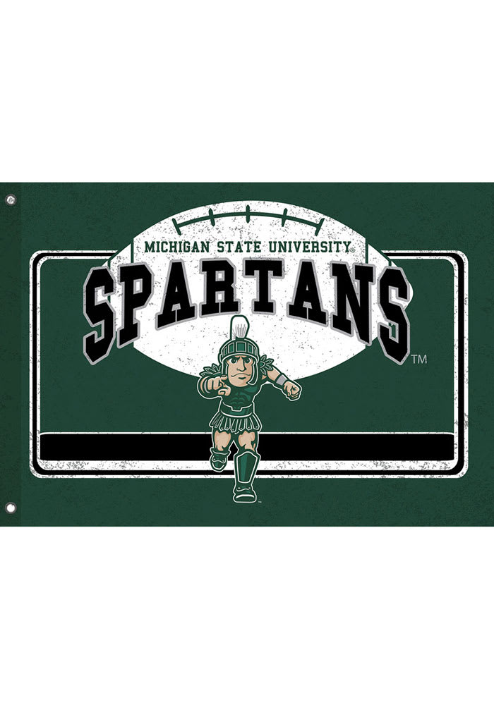Michigan State Spartans 3x5 ft Linen Estate GREEN Silk Screen Grommet ...