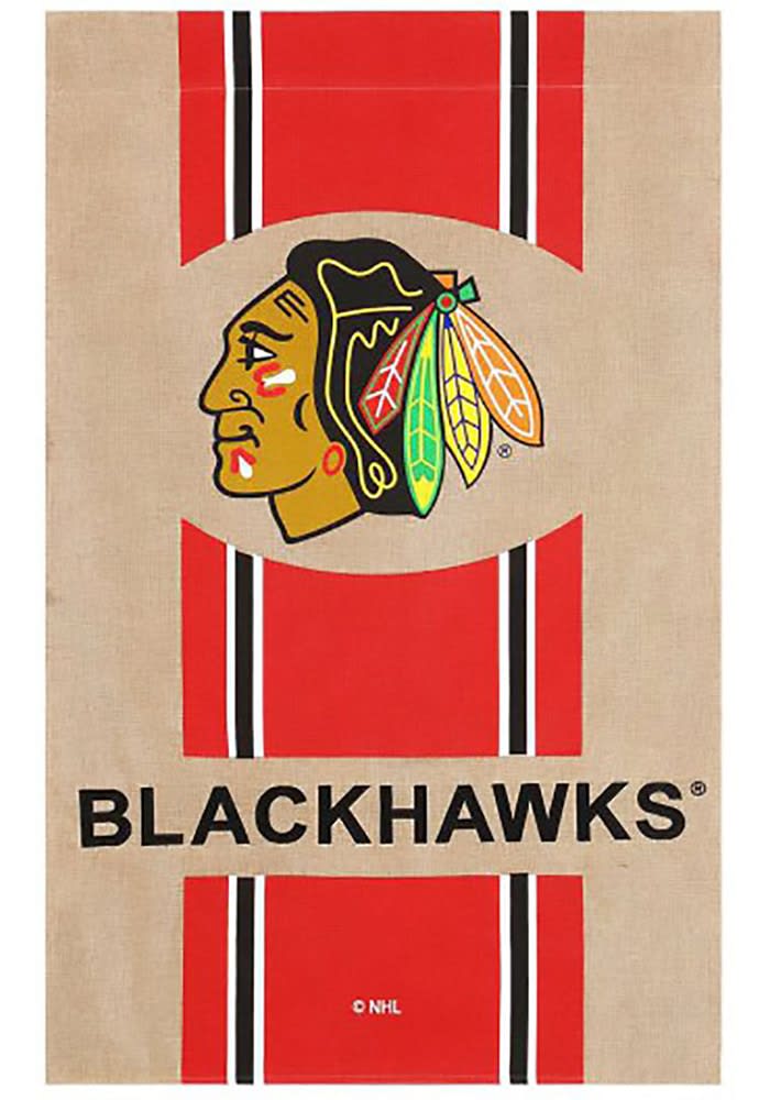 Chicago Blackhawks TAN 29x43 Team Burlap Banner - 14124675