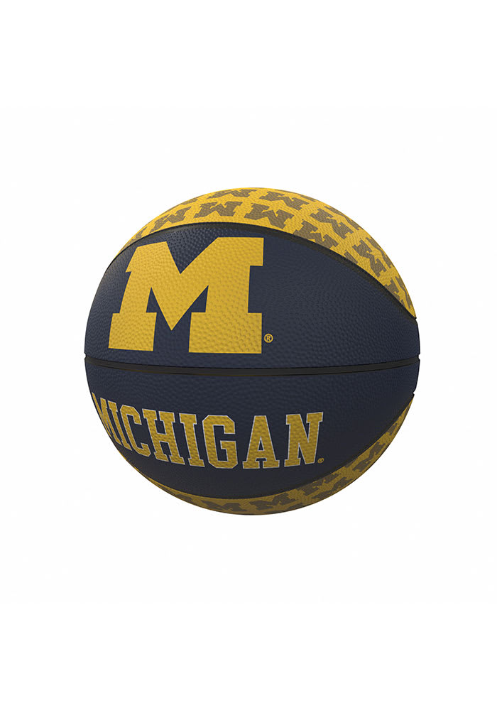 Logo Brands Michigan Wolverines BLUE Logo Mini Size Rubber Basketball ...