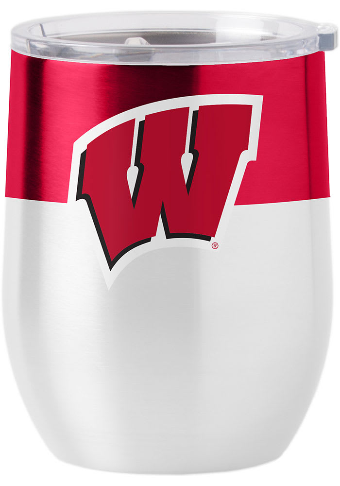 Wisconsin Badgers Red 16 oz Colorblock Curved Stainless Steel Stemless ...