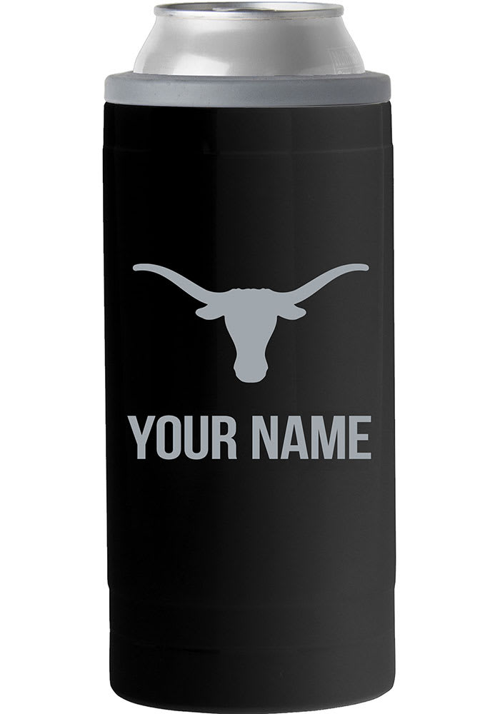 Logo Brands Texas Longhorns BLACK Personalized 12 oz Slim Can Stainless ...