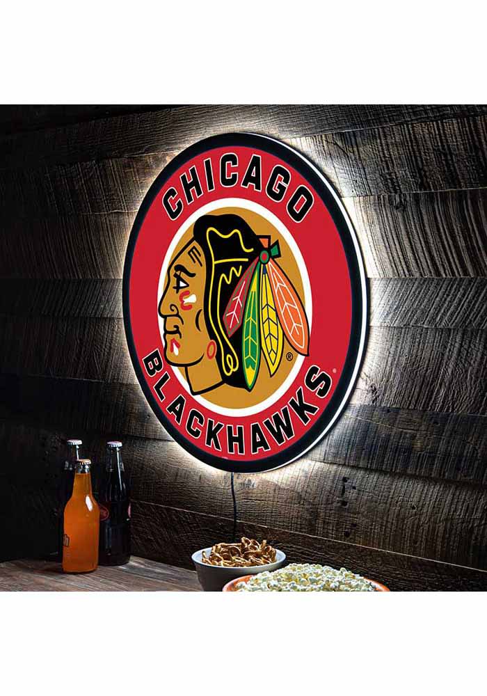 Chicago Blackhawks 23 in Round Light Up Sign BLACK - 1413838