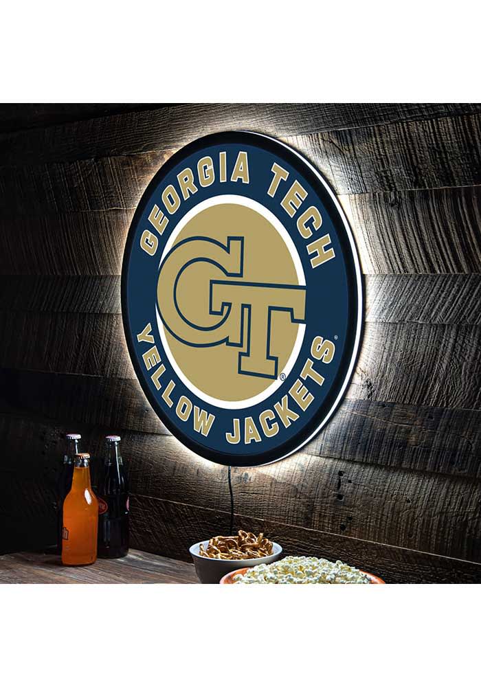 GA Tech Yellow Jackets 23 in Round Light Up Sign GOLD - 1413939