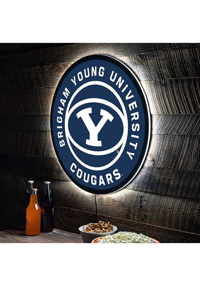 BYU Cougars 23 in Round Light Up Sign BLUE - 1413983