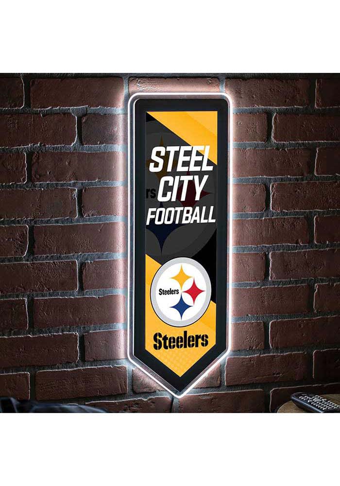 Pittsburgh Steelers 9x23 Banner Shaped Light Up Sign BLACK - 1414118