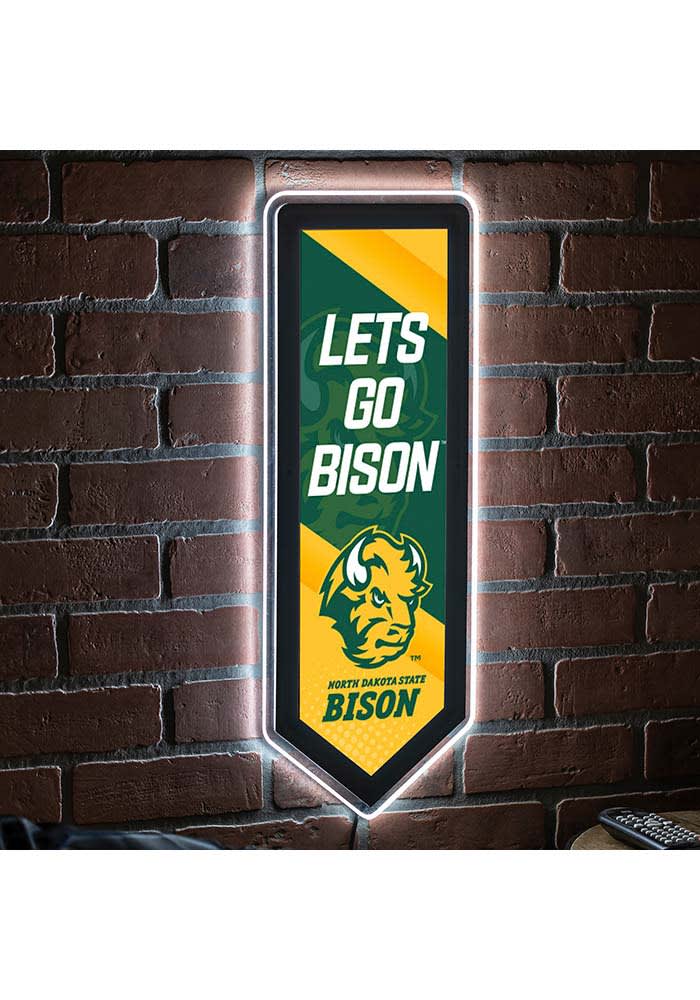 North Dakota State Bison 9x23 Banner Shaped Light Up Sign YELLOW - 1414160