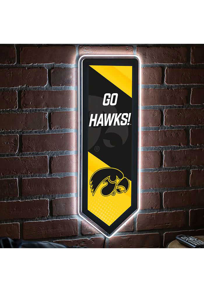 Iowa Hawkeyes BLACK 9x23 Banner Shaped Light Up Sign - 1414222