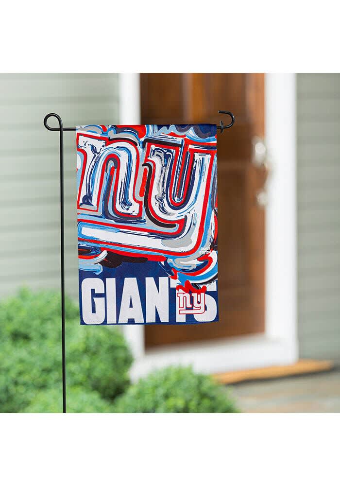 New York Giants BLUE Justin Patten Suede Logo Silk Screen Flag - 1414516