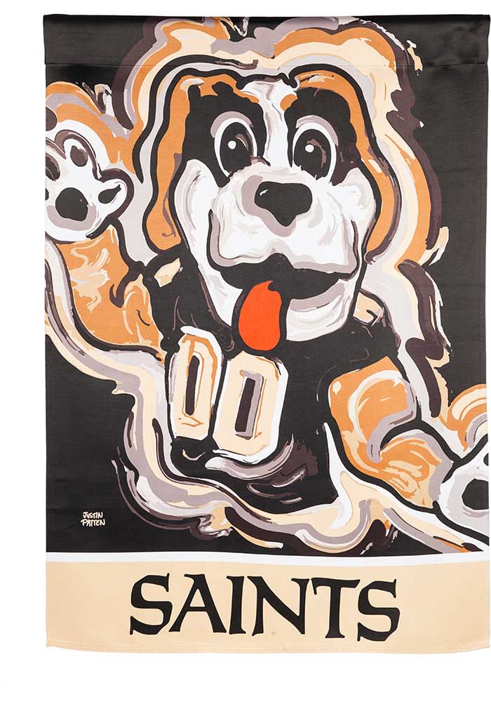 New Orleans Saints BLACK Justin Patten Suede Silk Screen Flag - 1414620