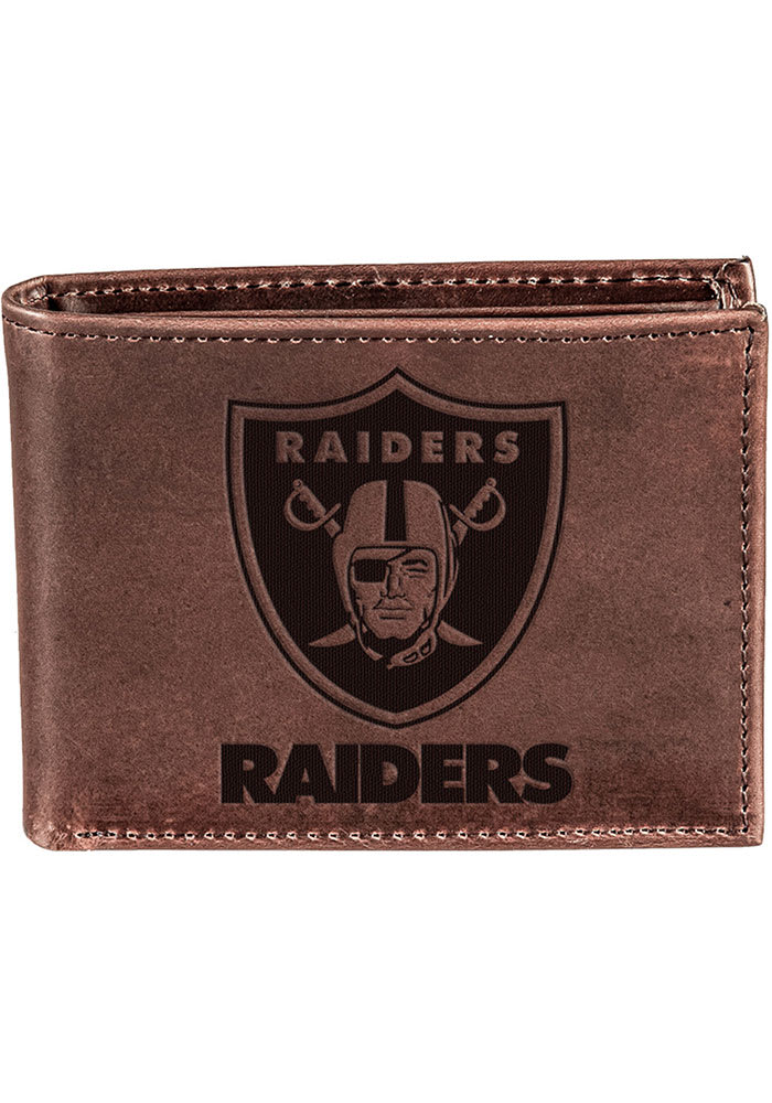 Las Vegas Raiders Leather Mens Bifold Wallet - Brown