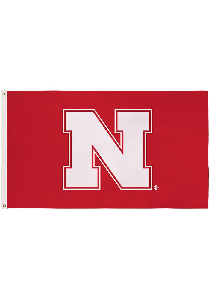Nebraska Cornhuskers 3x5 Team Logo SCARLET Silk Screen Grommet Flag ...