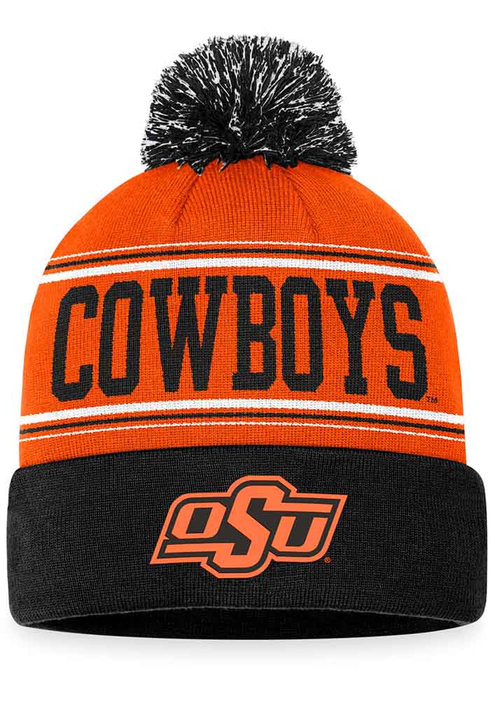 Oklahoma State Cowboys Top of the World ORANGE Draft Cuff Pom Knit Hat ...