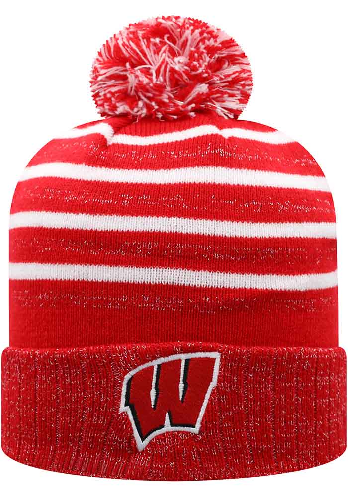 Wisconsin Badgers Top of the World Red Shimmerling Cuffed Womens Knit ...