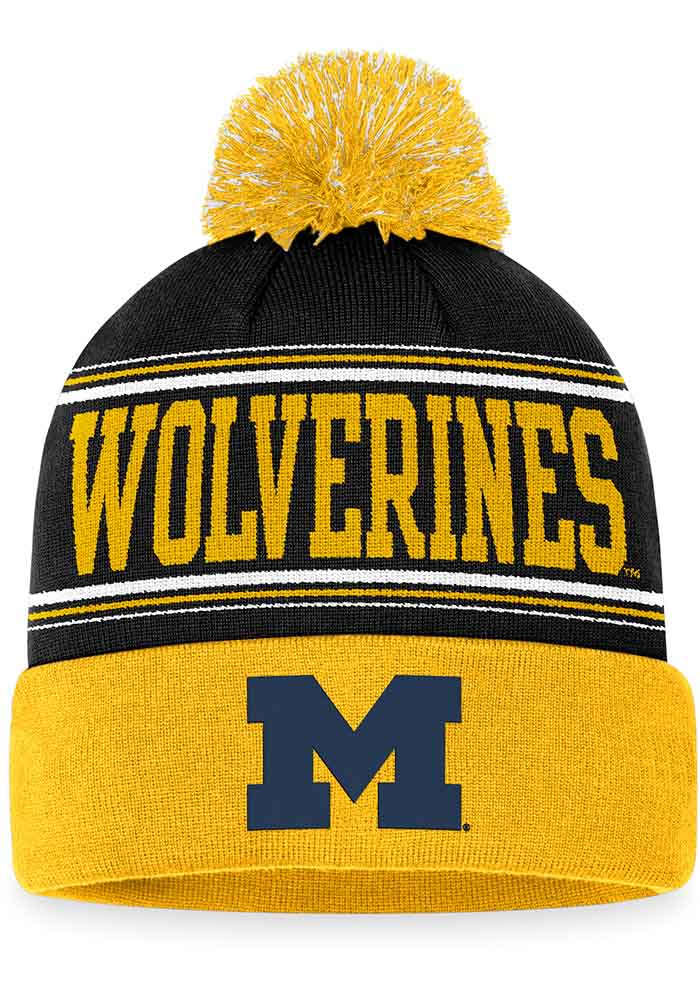 Michigan Wolverines Top of the World BLUE Draft Cuff Pom Knit Hat ...
