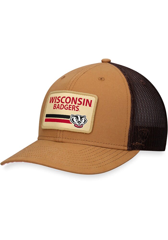 Top of the World Wisconsin Badgers BROWN Strive Meshback Adjustable Hat ...