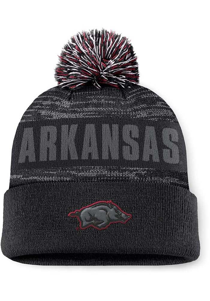 Arkansas Razorbacks Top of the World BLACK Colton Cuff Pom Knit Hat ...