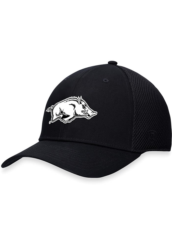 Arkansas Razorbacks Mens Spacer Mesh Structured Flex BLACK Top of the ...