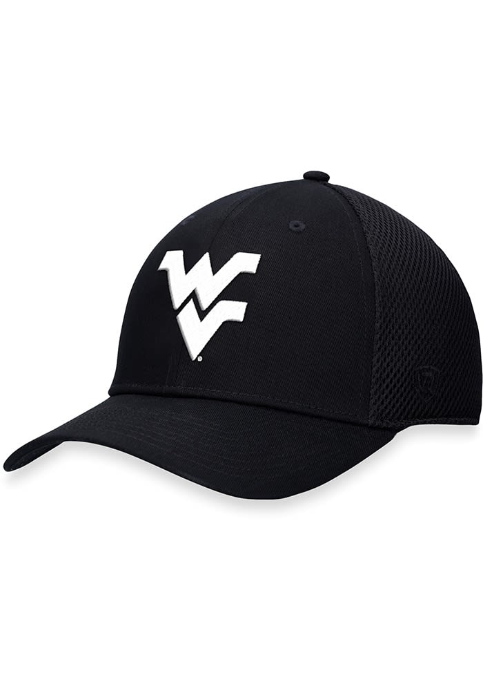 West Virginia Mountaineers Mens Spacer Mesh Structured Stretch BLACK ...