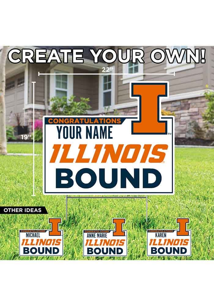 Illinois Fighting Illini White Personalized School Bound Yard Sign ...