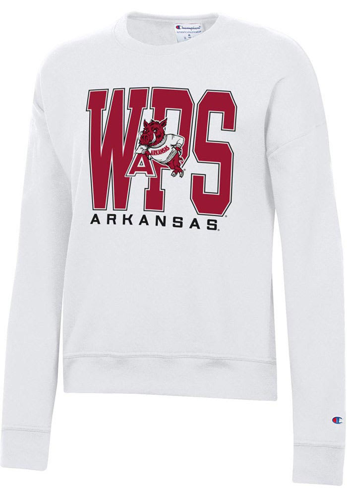 Arkansas Razorbacks Champion Crew Sweatshirt Womens White Powerblend ...
