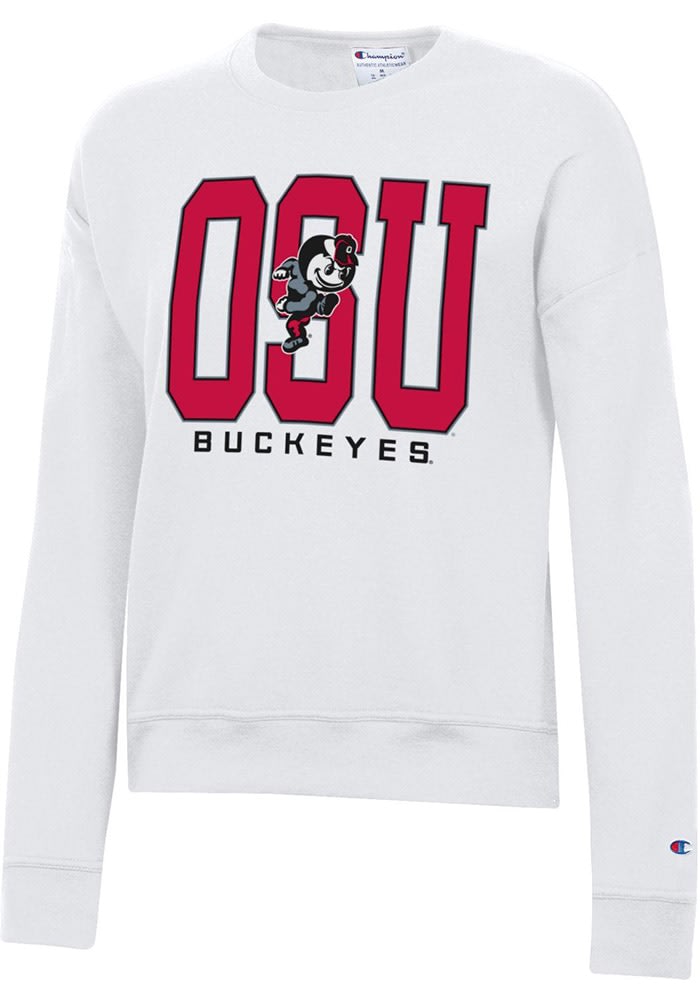 Ohio State Buckeyes Champion Crew Sweatshirt Womens White Powerblend ...