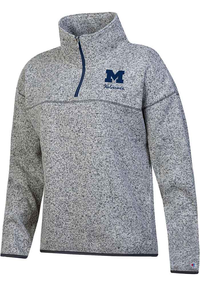 Michigan Wolverines Champion Womens GREY Arctic Long Sleeve Qtr Zip ...