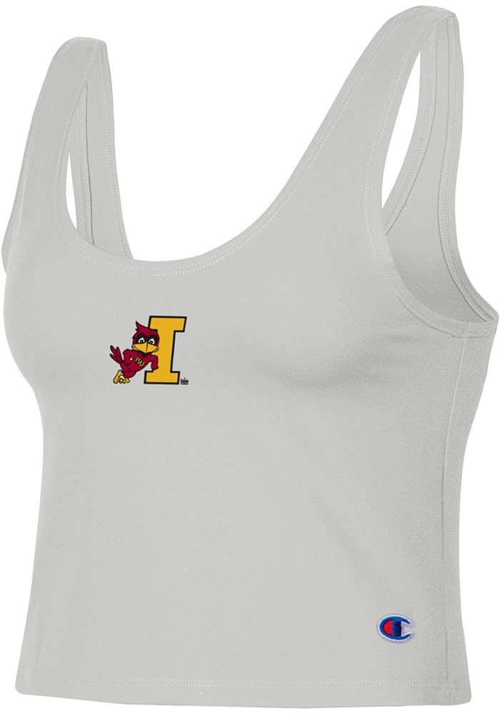 Iowa State Cyclones Champion Womens GREY Scoop Crop Tank Top - 147501827