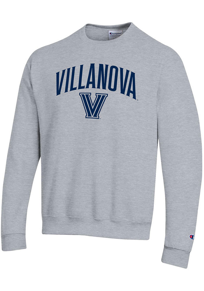 Champion Villanova Wildcats Mens HEATHER GREY Wordmark Arch Logo Crew ...