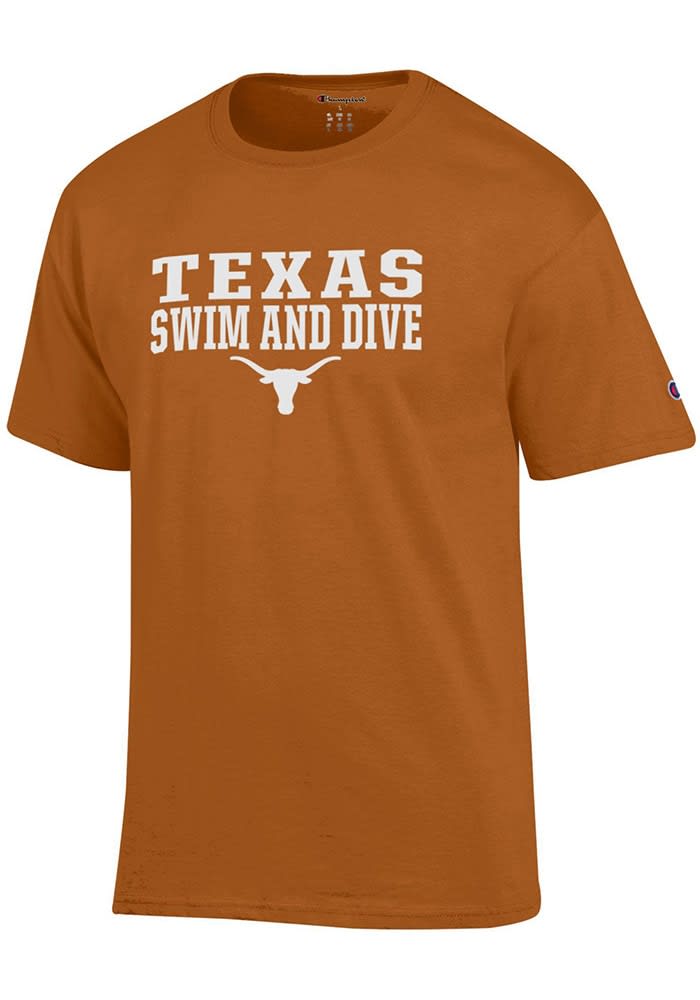 Champion Texas Longhorns BURNTORANGE Stacked Swim and Dive Short Sleeve ...