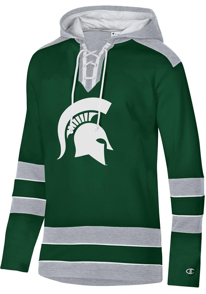 Champion Mens GREEN Michigan State Spartans Superfan Hockey Hoodie ...