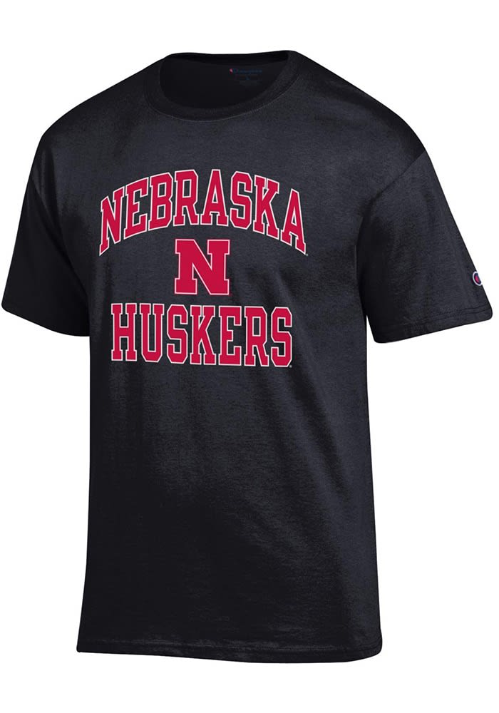 Champion BLACK Nebraska Cornhuskers Number One Short Sleeve T Shirt ...