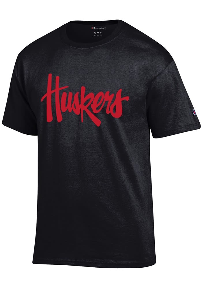 Champion Nebraska Cornhuskers BLACK ALTERNATE LOGO Short Sleeve T Shirt ...