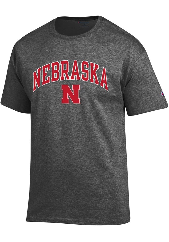 Champion CHARCOAL Nebraska Cornhuskers Arch Mascot Short Sleeve T Shirt ...
