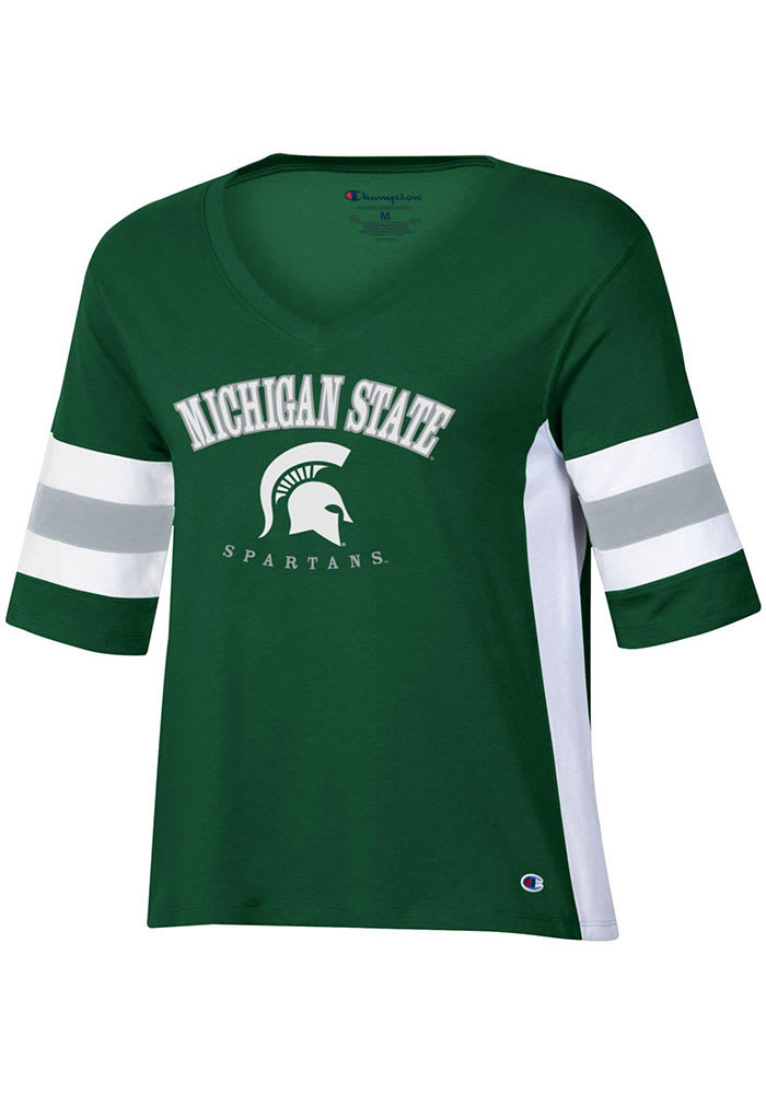 Champion Michigan State Spartans Womens GREEN/GREY Varsity Sleeve ...