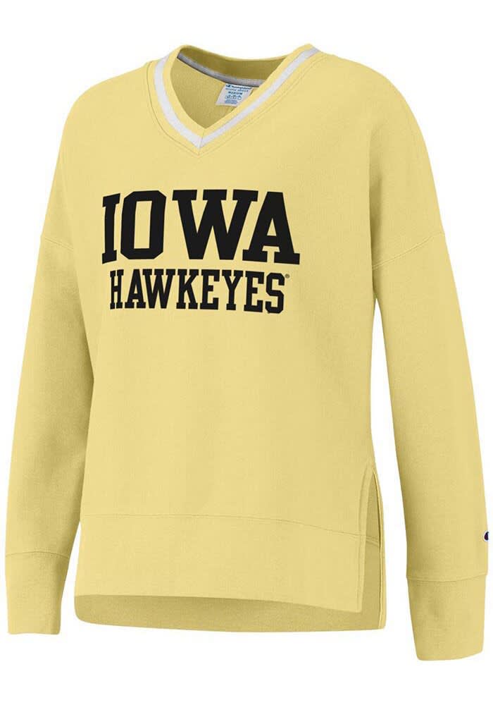 Iowa Hawkeyes Champion Crew Sweatshirt Womens BUTTER Vintage Wash ...