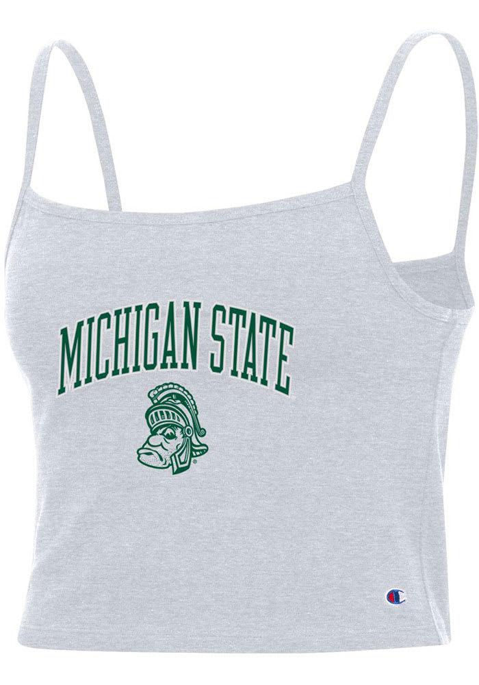 Michigan State Spartans Champion Womens GREY Fan Cropped Cami Tank Top ...