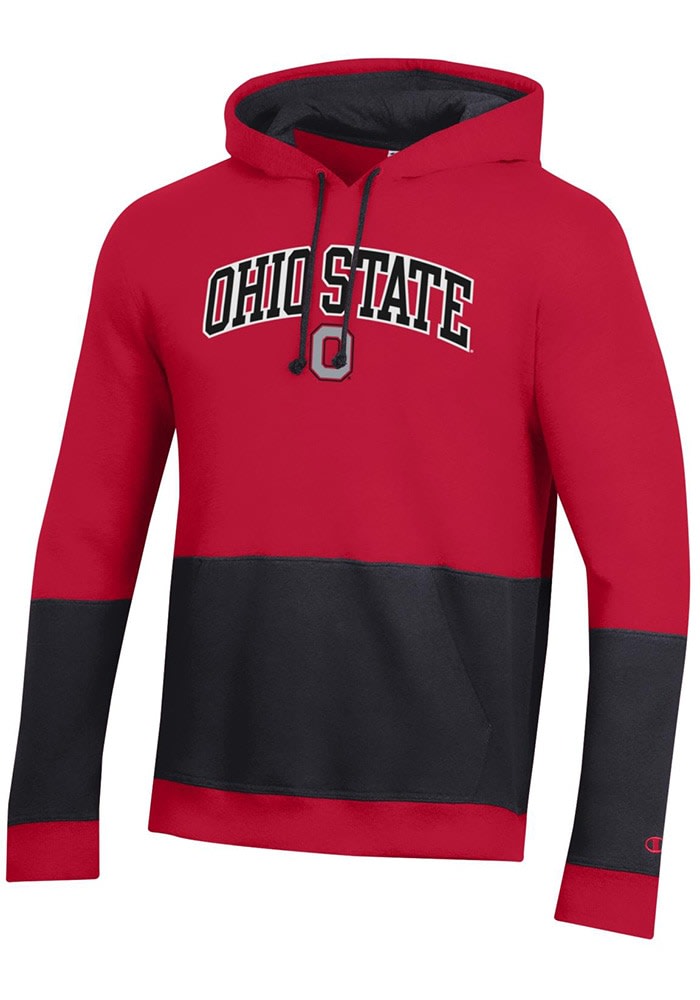 Champion Ohio State Buckeyes Mens Red Big Stripe Hoodie - 14759044