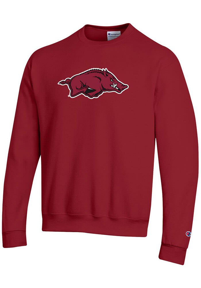 Champion Arkansas Razorbacks Mens CRIMSON Twill Team Logo Crew ...