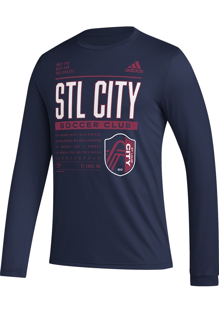 Adidas St Louis City SC NAVY PREGAME CLUB DNA Long Sleeve T-Shirt ...